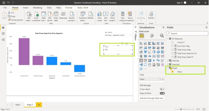 How to implement dynamic conditional formatting in POWER BI?